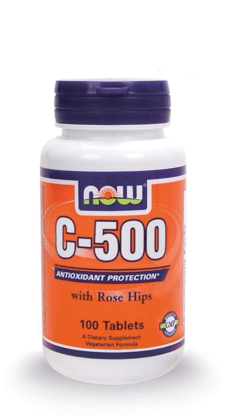 NOW VIT C-500 WITH ROSE HIPS 100tabs - PharmaDirect.gr