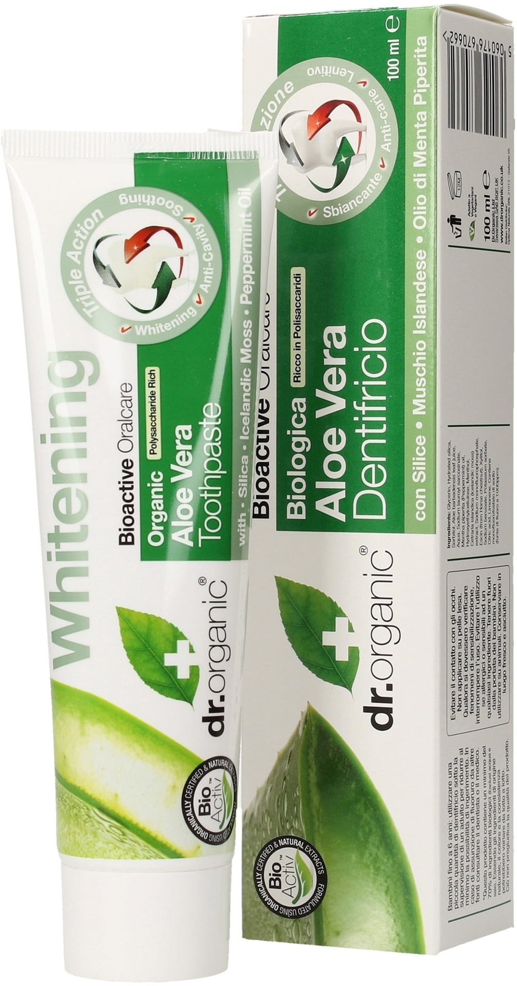 DR.ORGANIC Organic Aloe Vera Toothpaste (Whitening) 100ml - PharmaDirect.gr