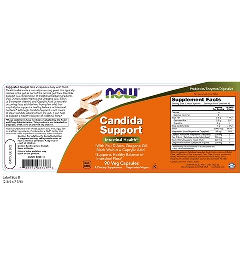NOW Candida Support Veg 90 Capsules - PharmaDirect.gr