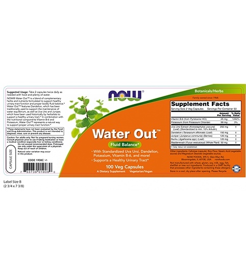 NOW Water Out™ Veg 100 Capsules - PharmaDirect.gr