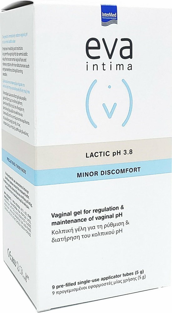 Intermed Eva Intima Minor Discomfort Lactic pH 3.8 Gel για την Ευαίσθητη Περιοχή 9 x 5ml ...